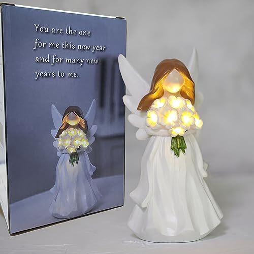 Hand-Painted Angel Figurine Battery Operated with Holding 8 LED Warm ...