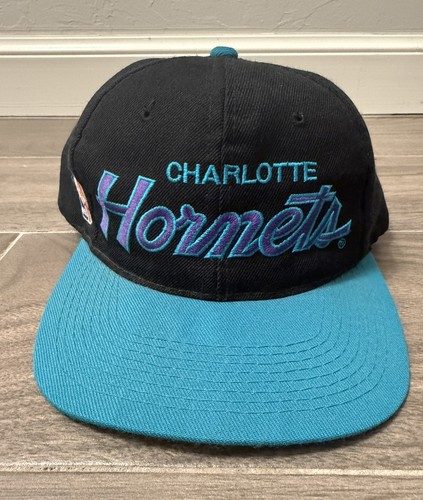 Charlotte Hornets Hat Script Black Dome Sports Specialties Snapback Vtg ...
