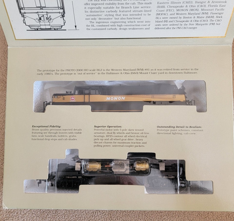 Proto 2000 BL2 Diesel Engine HO Gauge MONON NIB | eBay
