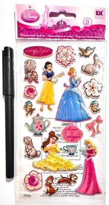 Disney Princess Puffy Stickers Embellishment Scrapbooking Card | eBay