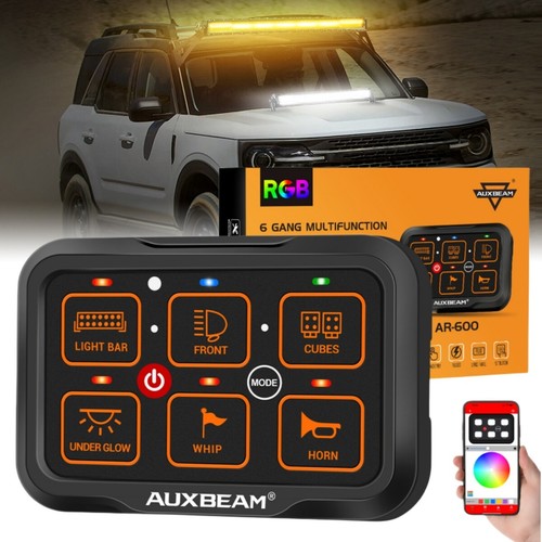 AUXBEAM RGB AR-600 6 Gang Switch Panel LED Light Bar Circuit Control ...
