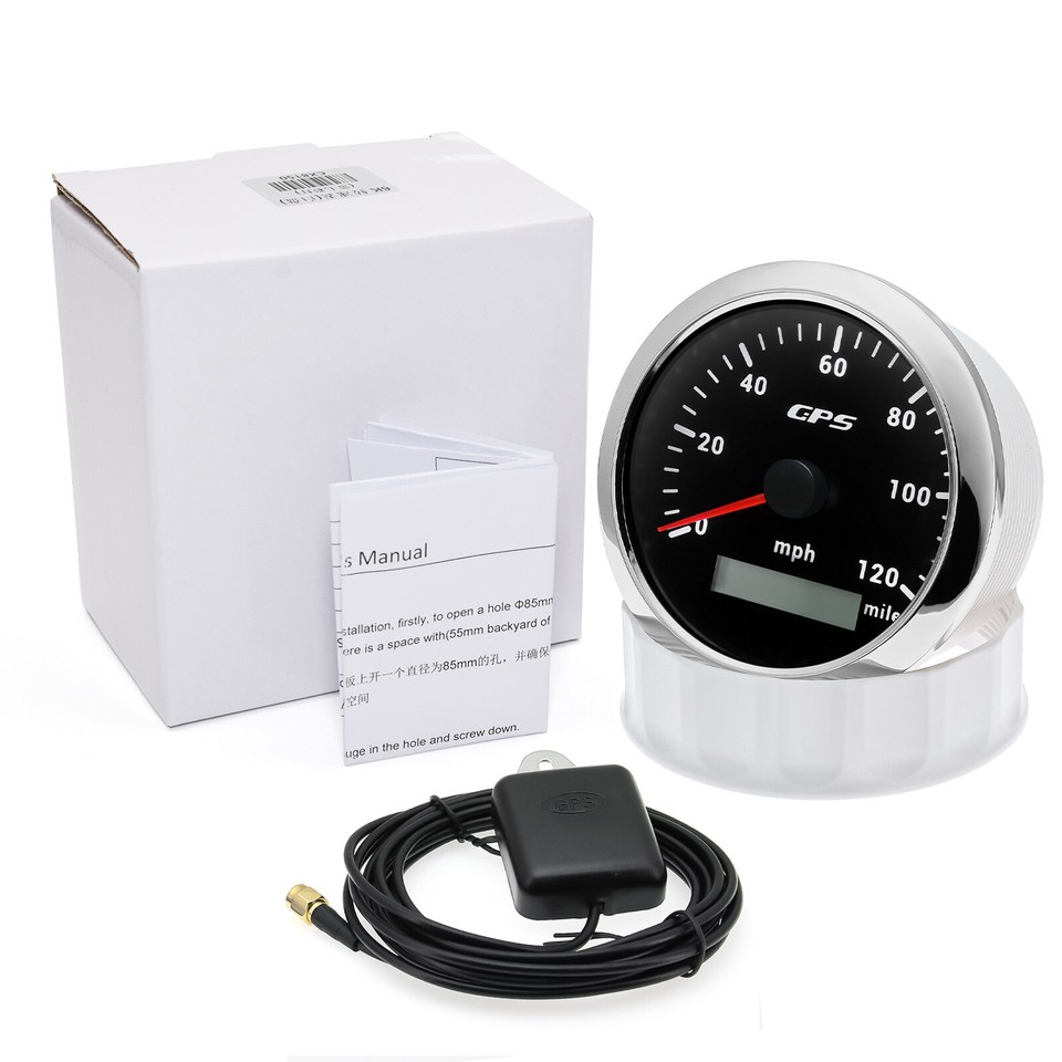 85mm GPS Speedometer 120 MPH Odometer Gauge Waterproof For Car Marine ...