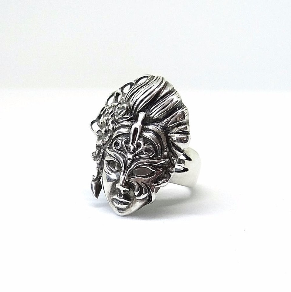 Sterling Silver Mask Ring, Venice Masquerade Ring, 925 Sterling Silver ...