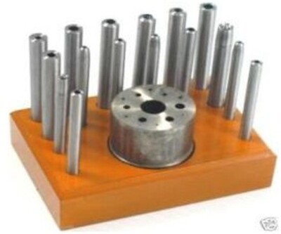 16Pcs Set of Staking Punches with 10 hole rivetting for Watch &Clock ...