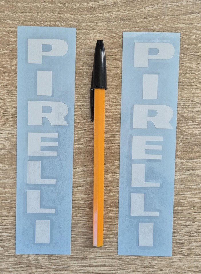 PIRELLI 2x Decals Oracal 651 Gloss White 150mm x 30mm Mototbike Car ...