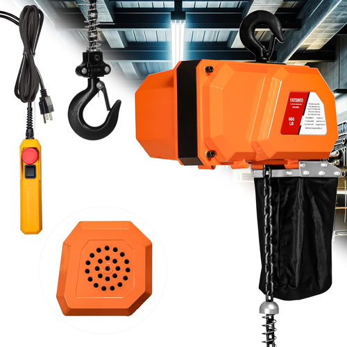 660LBS Electric Chain Hoist, 120V Winch with 5Ft Wired Remote Control ...