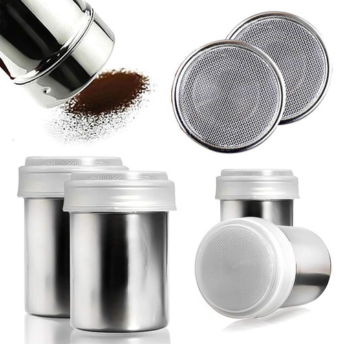 2 Set Powder Sugar Shakers, Stainless Steel Powder Shaker Mesh Shaker ...