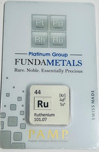 PAMP 1/2 T Oz Ruthenium RU 101.07 Bar 999.0 Pure Sealed Assay Card RARE ...