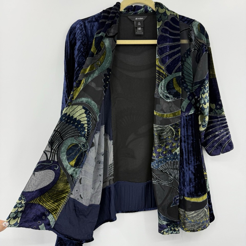 Ali Miles Petite Small Mixed Velvet Burnout Jacket Kimono Artsy Boho ...