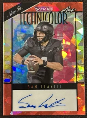 Sam Leavitt 2024 Leaf Vivid Technicolor Cracked Ice Auto #/8 Arizona ...