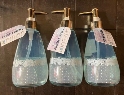 (3x Pk) MAISON DE BASE FRESH LINEN HAND SOAP 16.9oz each Glass ...