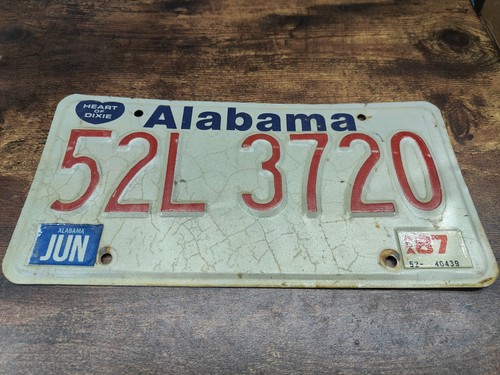 Alabama AL License Plate Tag 1988 80s 90s ️ Heart Of Dixie ️ 1987 52 L ...