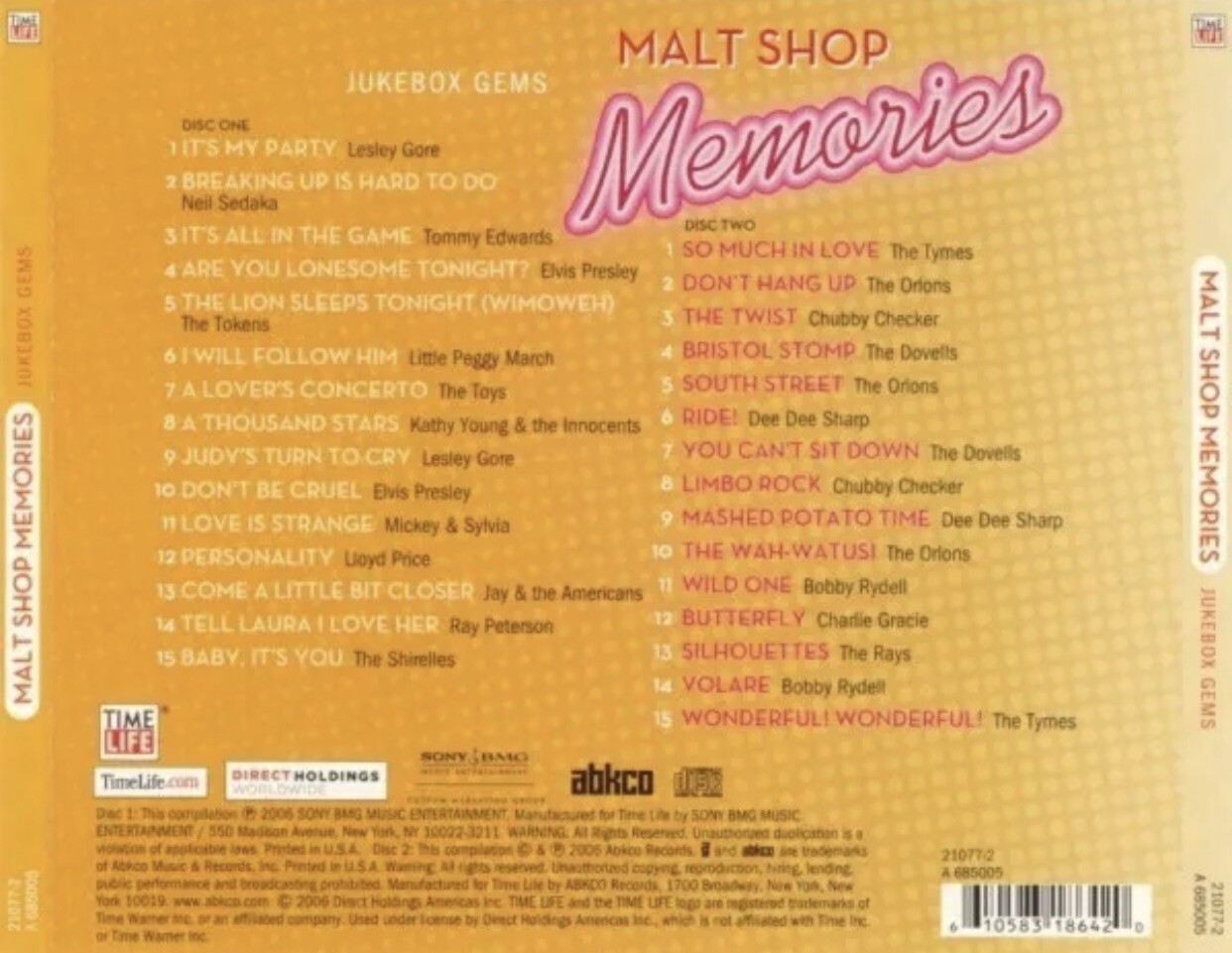 Time Life Malt Shop Memories - Jukebox Gems - V/A (2CDs) New Sealed | eBay