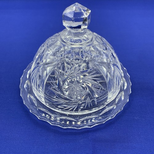 Vintage Crystal Cut Glass Dome Lidded Butter Dish Pinwheel Pattern | eBay