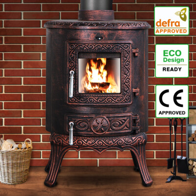 5KW Wood Burning Stove Log Burner Fireplace Cast Iron Defra Approved ...