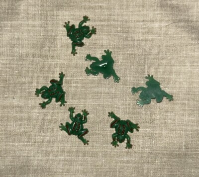 6 Plastic Green Frogs Toad Miniature Fairy Garden Zoo Animals Dollhouse ...