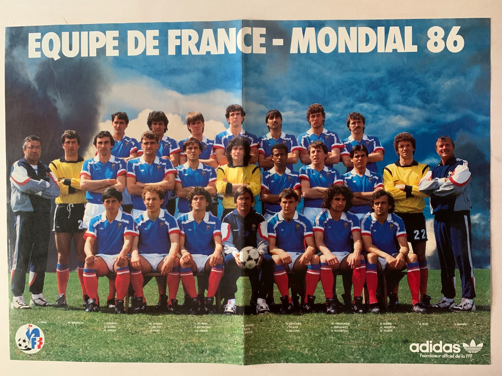 POSTER ADIDAS EQUIPE DE FRANCE DE FOOTBALL MONDIAL 1986 - MEXICO 86 ...