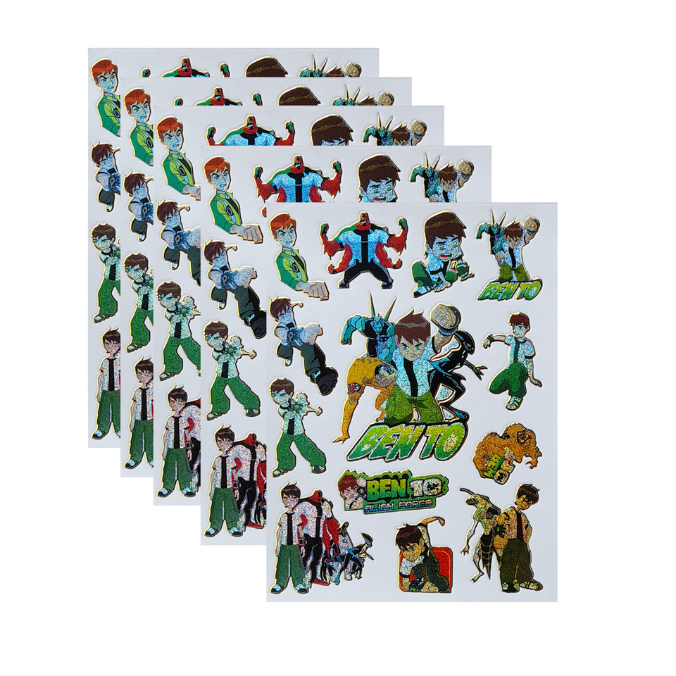 Ben 10 Cartoon Sticker Sheet Decals for Car, Computer, Refrigerator ...