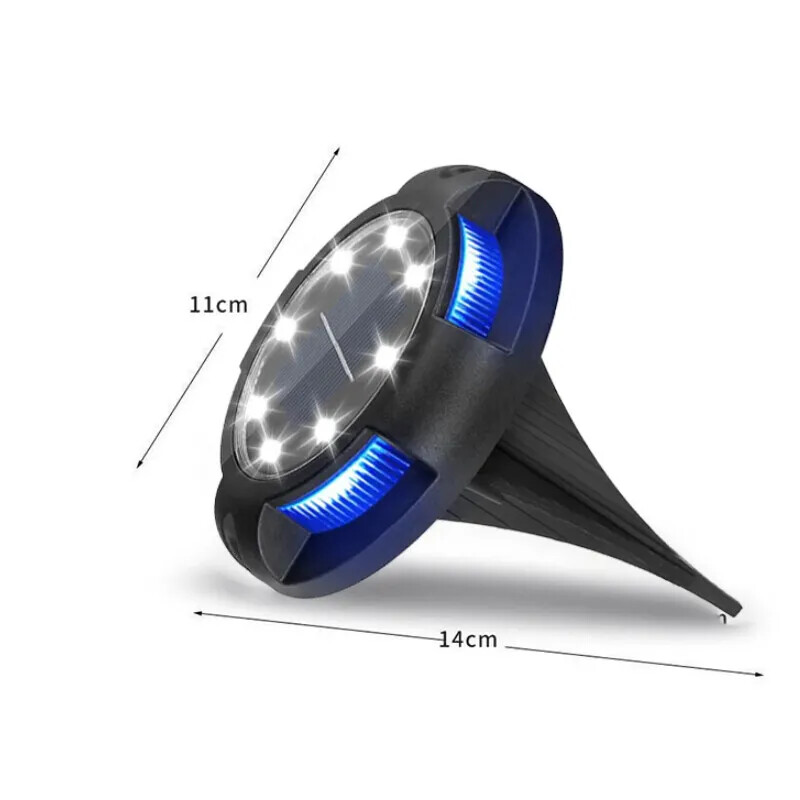 12 LED Blue Solar Ground Light Outdoor Disk Lighting Landscape Yard ...
