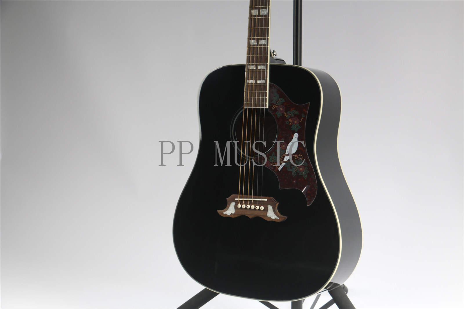 20 Fret Black Acoustic Electric Guitar 6 String Bone Nut&Saddles Hollow ...