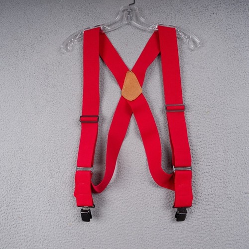Duluth Suspenders Mens Red Adjustable Wide Stretch Metal Clips Leather ...