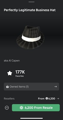 Roblox Limited Item Perfectly Legitimate Business Hat | eBay