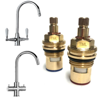 Kitchen Monobloc Mixer Dual Lever Tap Cartridge Valve Quarter turn Wren ...