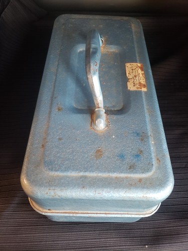 Vintage Old Metal Tackle Box, Oil Paints, Study Guide Solvents & more ...