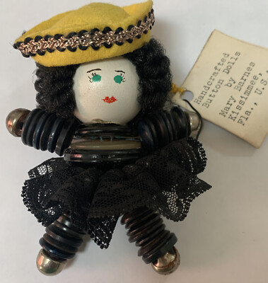 Vintage Handmade Button Doll Shelf Sitter | eBay