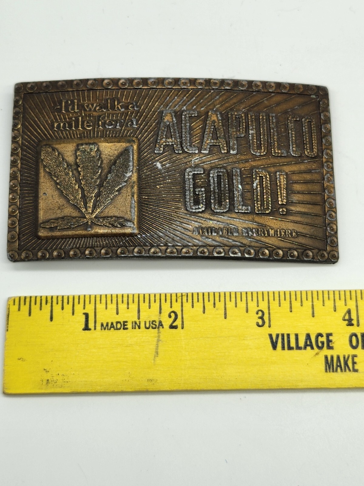 VINTAGE 1970s~*Acapulco Gold*~ BELT BUCKLE~Id Walk A … - Gem