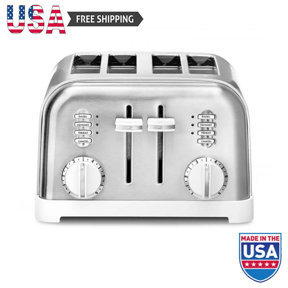 4 Slice Metal Toasters W/ LED Indicators Slide-out Crumb Tray Kitchen ...