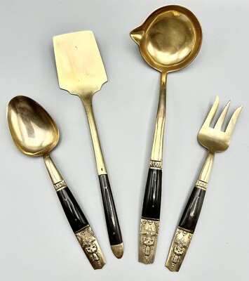 VTG Thailand 4 pc Buddha Pure Bronze / Nickel Bronze serving set | eBay