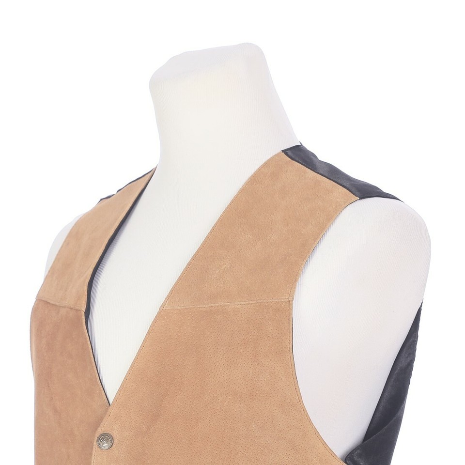 Scully Brown Suede Leather Western Rodeo Vest Mens Small Black Back ...