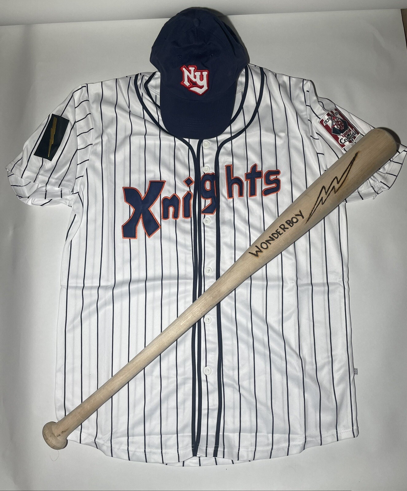 1984 Movie “The Natural” Roy Hobbs #9 New York Knights Jersey/Hat/Bat ...