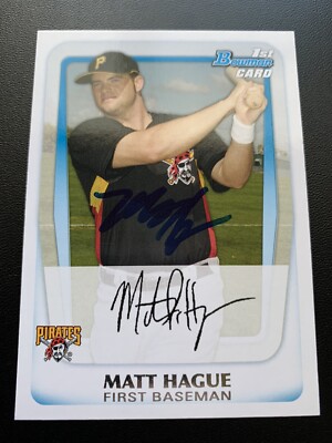 Matt Hague Signed 2011 Bowman #BP84 Card Pittsburgh Pirates Autograph ...