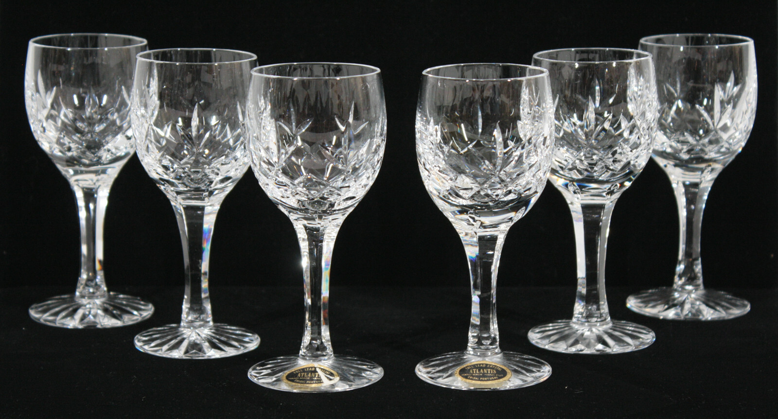 RARE! ATLANTIS CRYSTAL MERIDIAN PATTERN SET OF 6 CORDIALS SIZE 4 7/8 ...