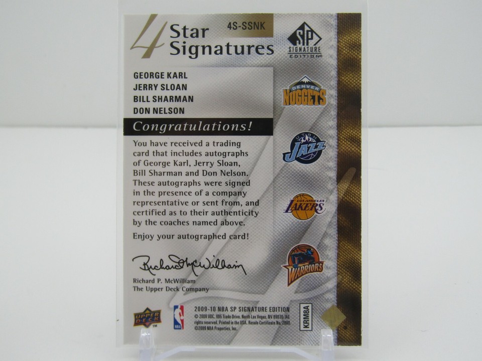 KARL/ SLOAN/ SHARMAN/ NELSON 2009-10 UD SP 4 STAR AUTOGRAPH AUTO #25/39 ...