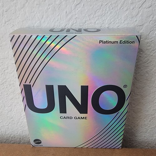 UNO Mattel UNO Platinum Edition Card Game - Premium Holographic Foil ...