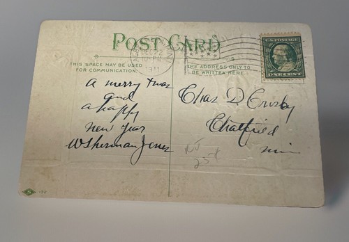 📬 1911 1¢ 💚 Benjamin Franklin Stamp on Christmas Postcard 🎂 –! RARE! 💎 ...