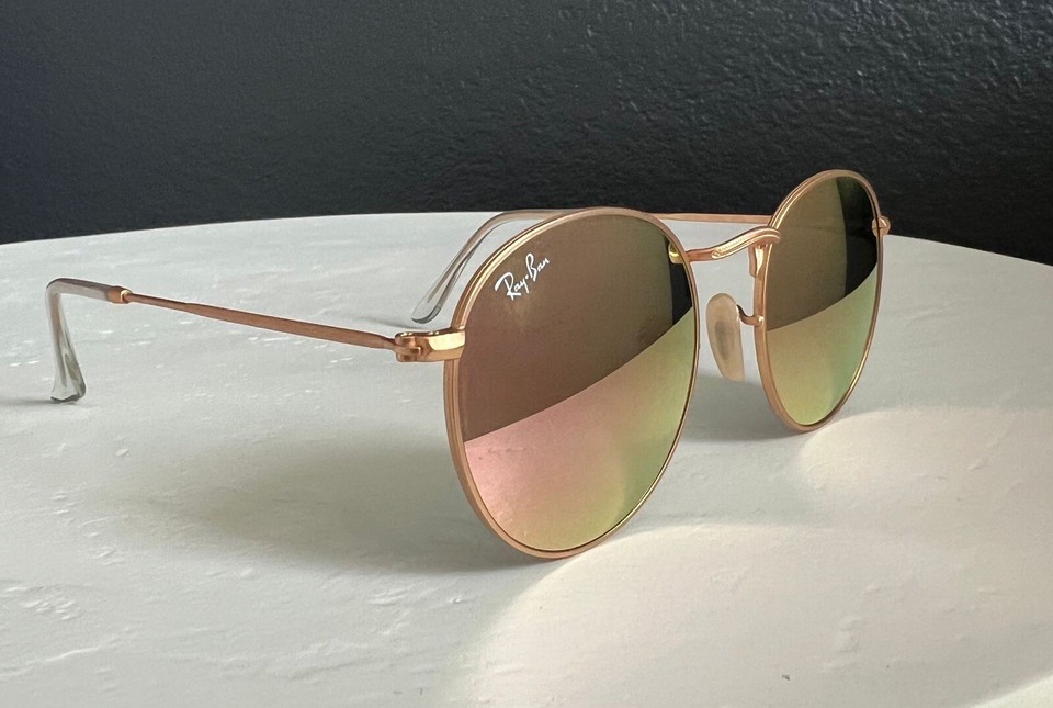 RayBan Ray-Ban RB3447 Round Women Sunglasses Copper Mirror Flash Lens ...