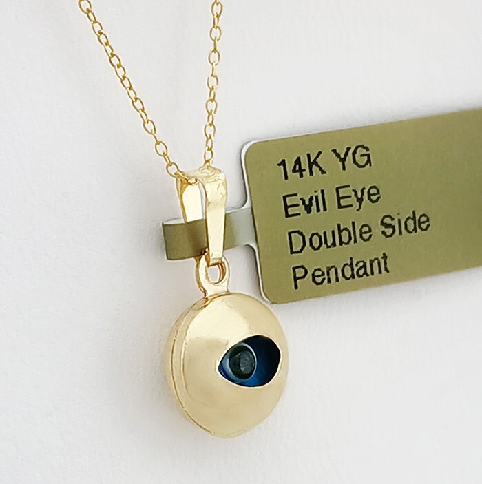 EVIL EYE DOUBLE SIDE PENDANT 14k Yellow Gold - BRAND NEW WITH TAG | eBay