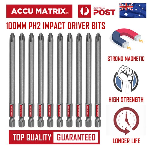100mm Phillips Head PH2 Impact Screw Driver Bits Strong Megnatic ...