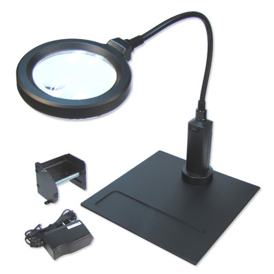Carson 2X / 4X LED MagniFlex Pro Magnifier Desktop Magnetic Goose Neck ...