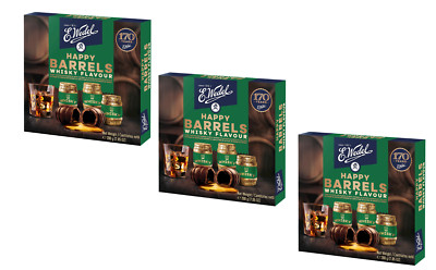 3 PACK x 200g E. Wedel BARRELS Dark Chocolate WHISKY flavour GIFT BOX ...