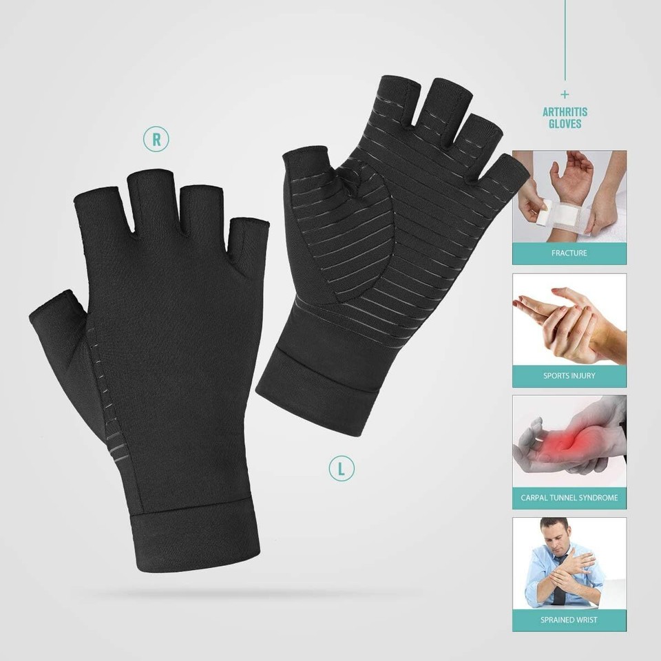 DOEPLEX Arthritis Gloves Fingerless Compression Gloves Hands Pain ...