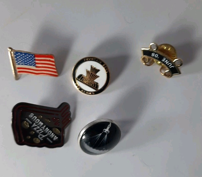 Lapel Pinback And Hat Pins Lot Of 29 Mixed Lot Pins Flags, Cat, Peace ...
