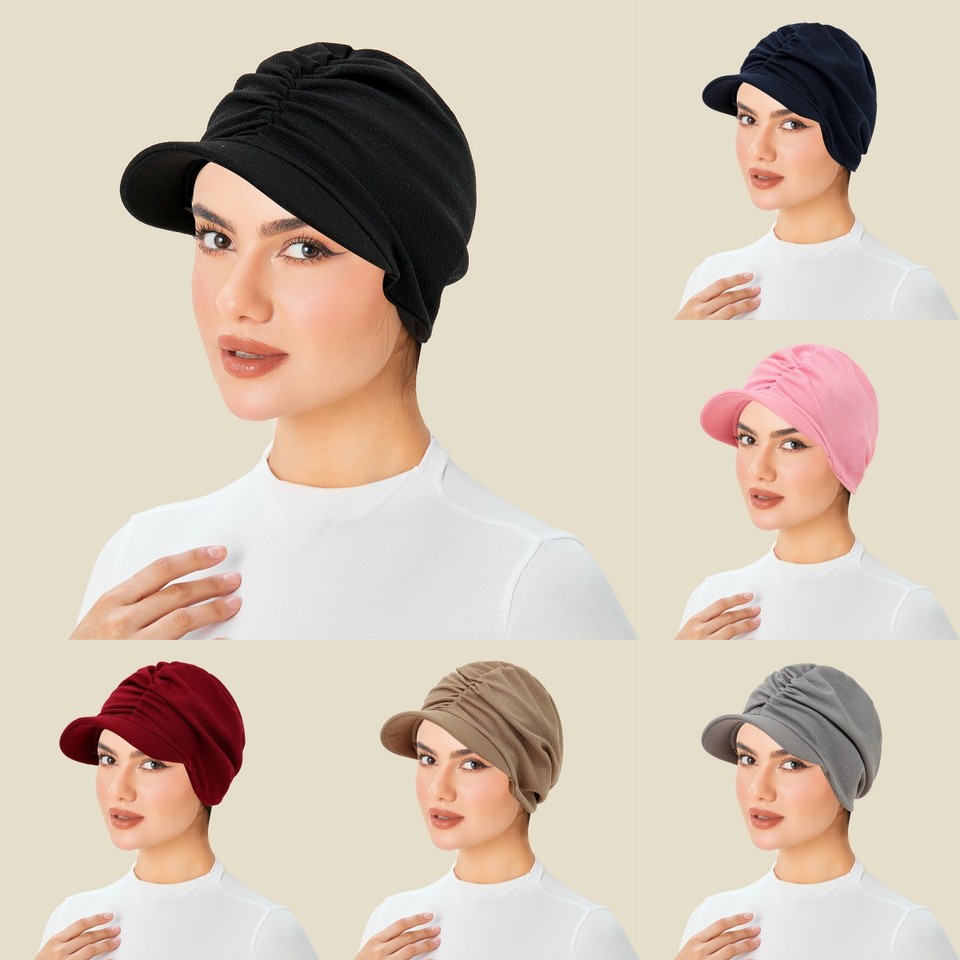 Baseball Cap Hijab Pleated Outdoor Sport Muslim Women Beanies Cap Sun ...