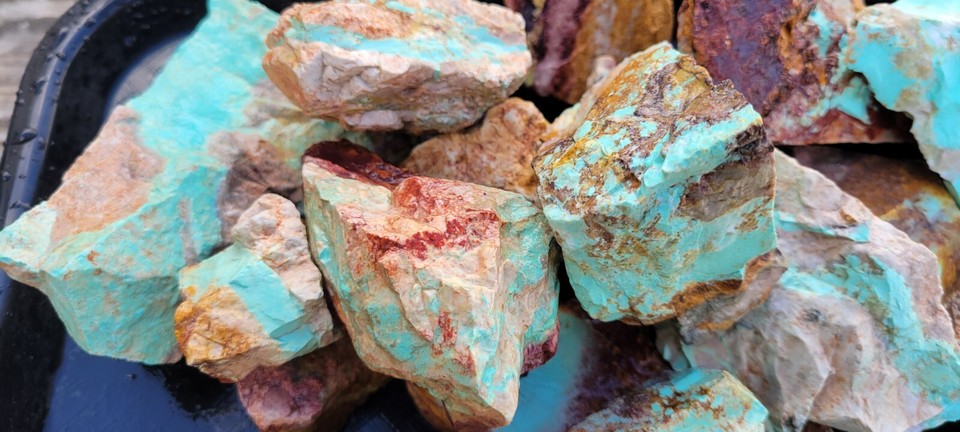 Natural Hard Untreated Tonopah NV Turquoise Royston Ribbon Rough - Half ...