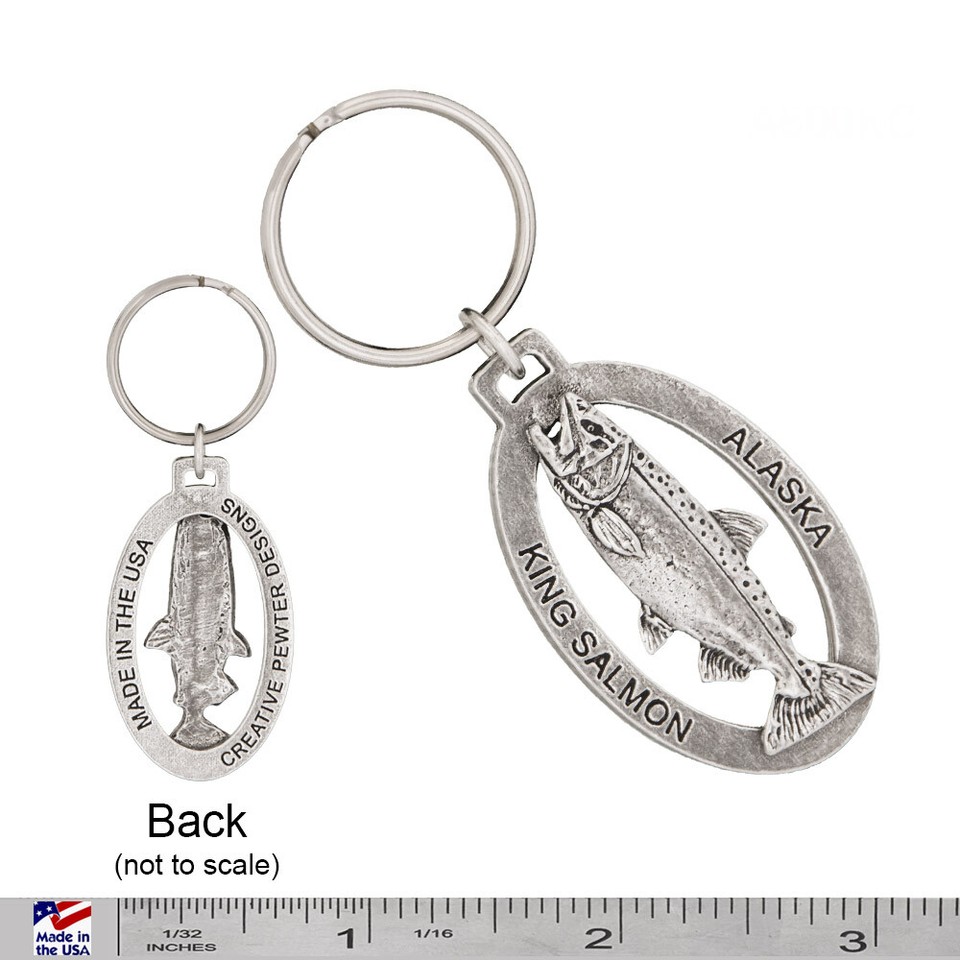 Creative Pewter Designs Alaska King Salmon Pewter KeyChain, Key Fob ...