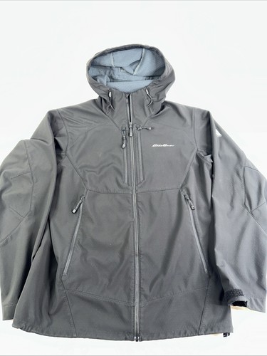 Eddie Bauer First Ascent Jacket Mens L Softshell Full Zip Black Hoodie ...